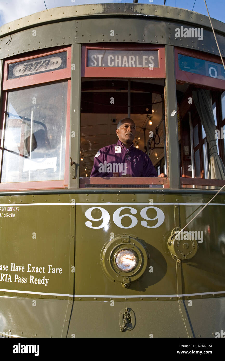 New Orleans Louisiana Lawrence Galloway drives a streetcar Stock Photo ...