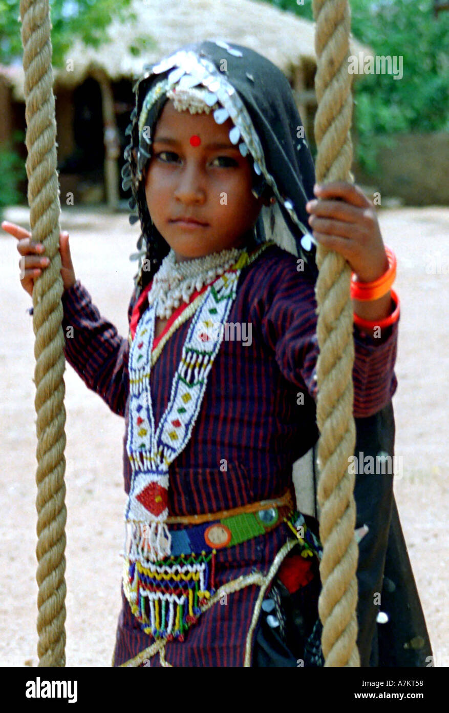 Indian girl on swing Rajasthan India Stock Photo - Alamy