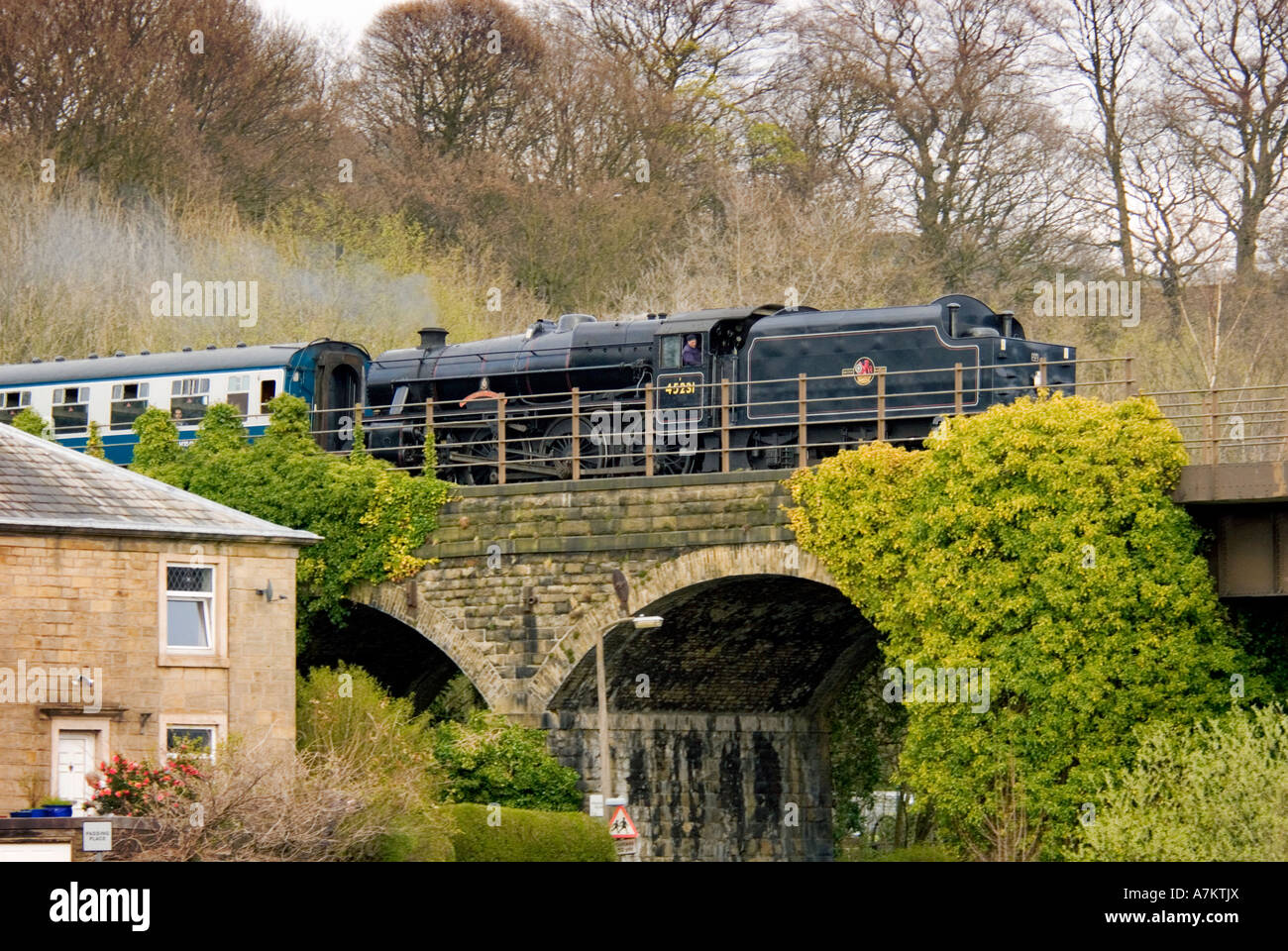 The Sherwood Forester steam engine pictured on the Bottomsbrook viaduct ...