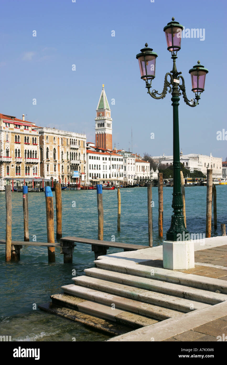 Iconic evocative view of Venice landmarks the Grand Canal St Marks bell ...