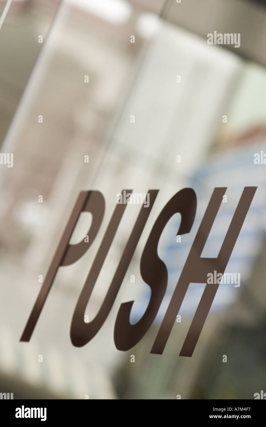 Push door sign sticker hi-res stock photography and images - Alamy