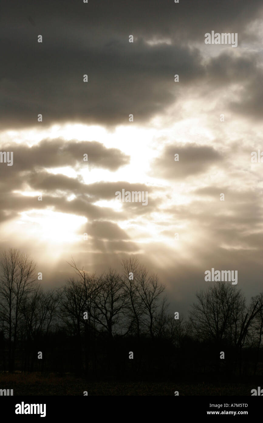 A sunset with clouds on a farm in Wisconsin Stock Photo - Alamy
