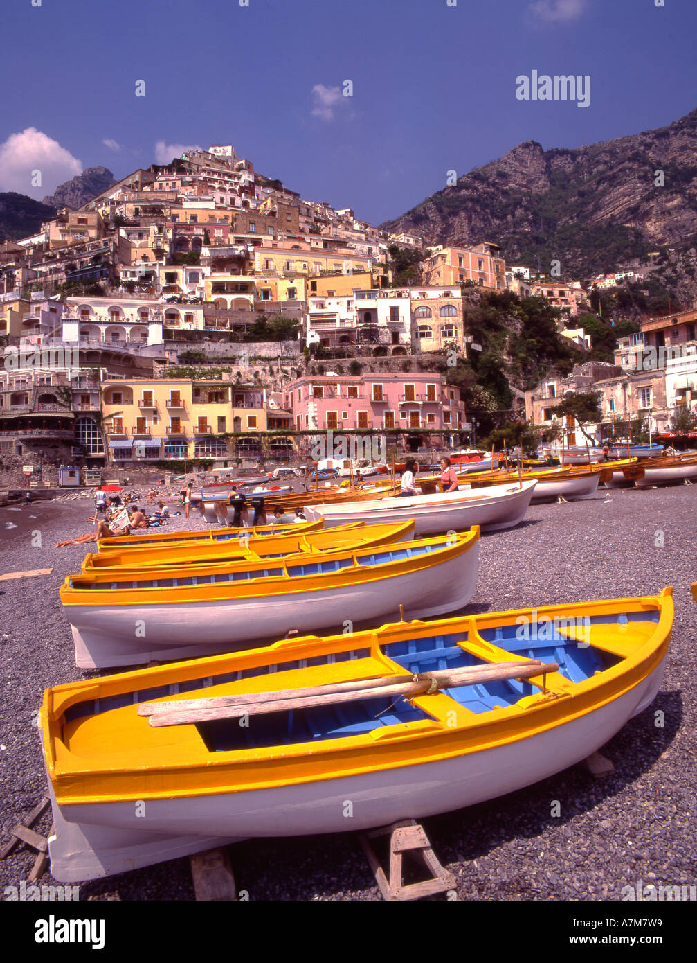 Italy Campania Positano beach boats Stock Photo - Alamy