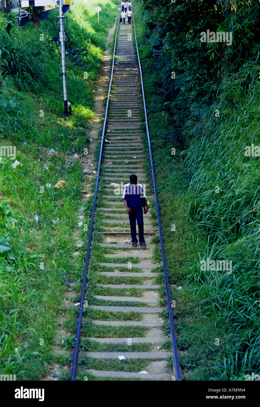 people walking old train track in Kandy Sri Lanka Stock Photo - Alamy