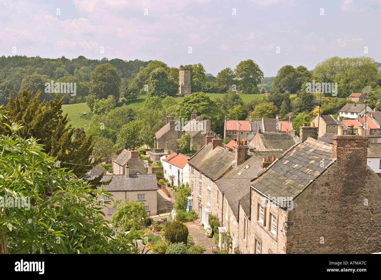 Richmond North Yorkshire UK Culloden tower and Cottages from Castle ...