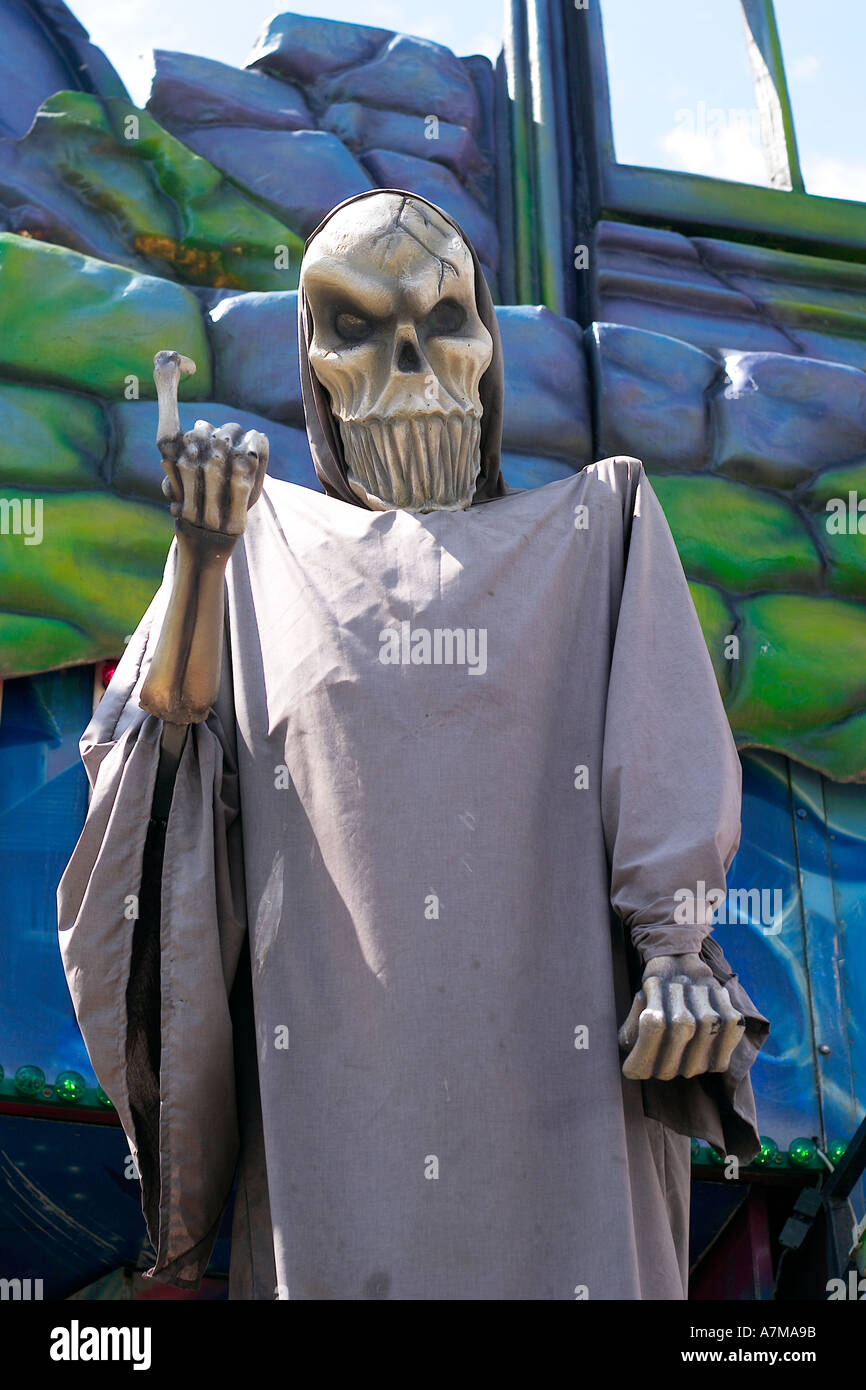 Fairground skeleton model on ghost train. Brighton, England Stock Photo ...