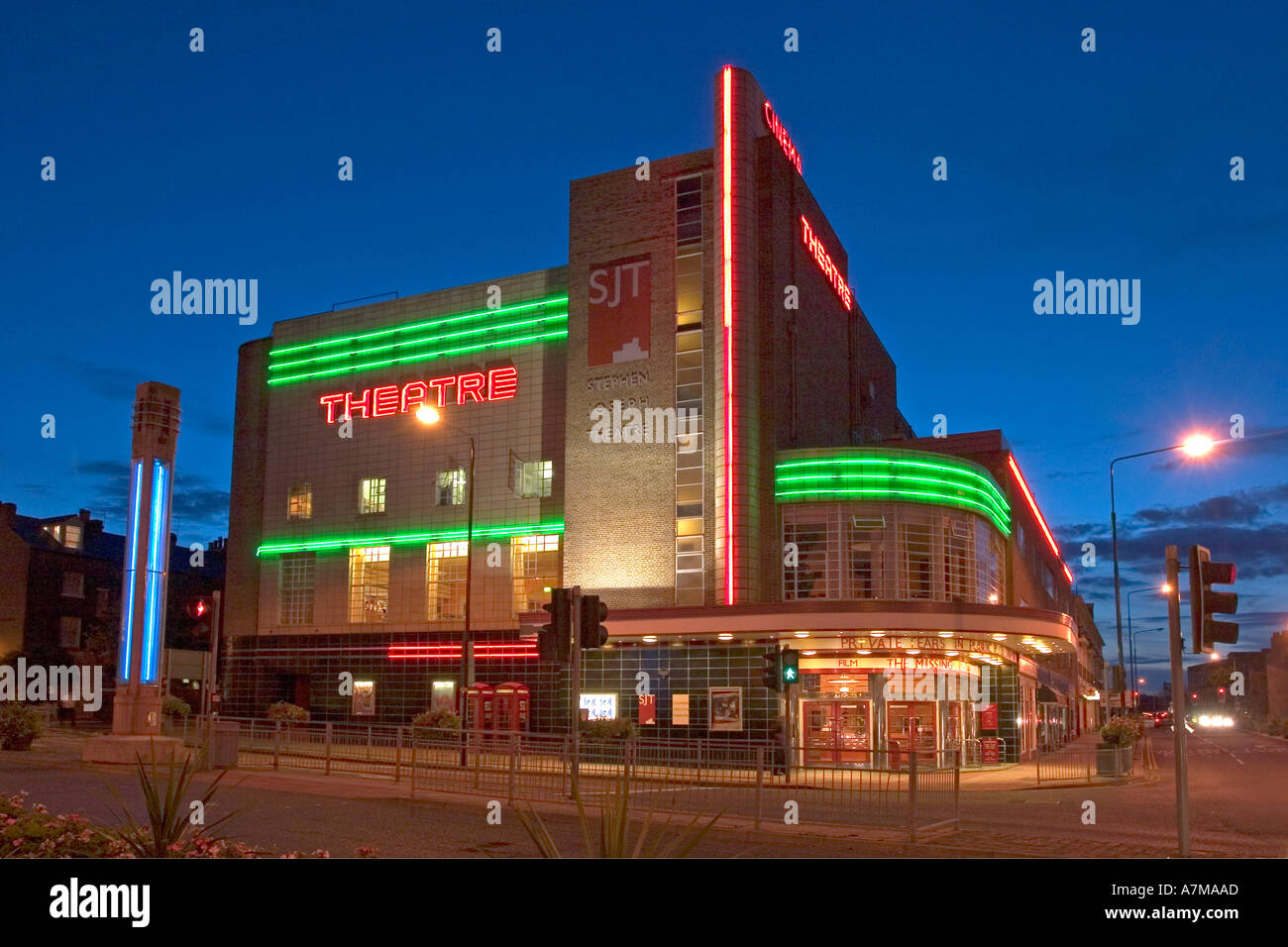 Scarborough North Yorkshire UK Stephen Joseph Theatre at night Stock ...