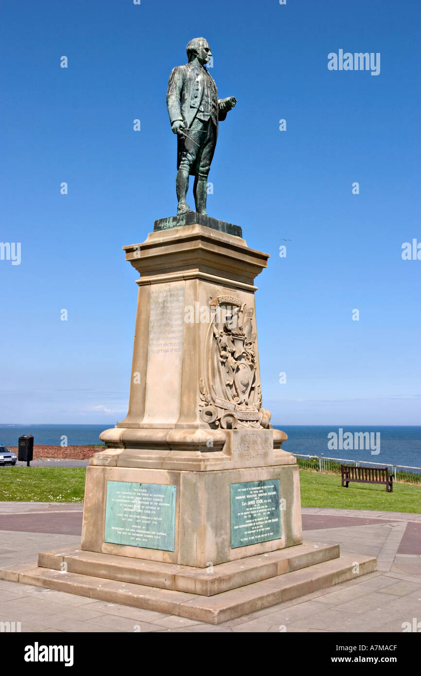 Captain Cooks Statue West Cliff Whitby North Yorkshire UK Stock Photo ...