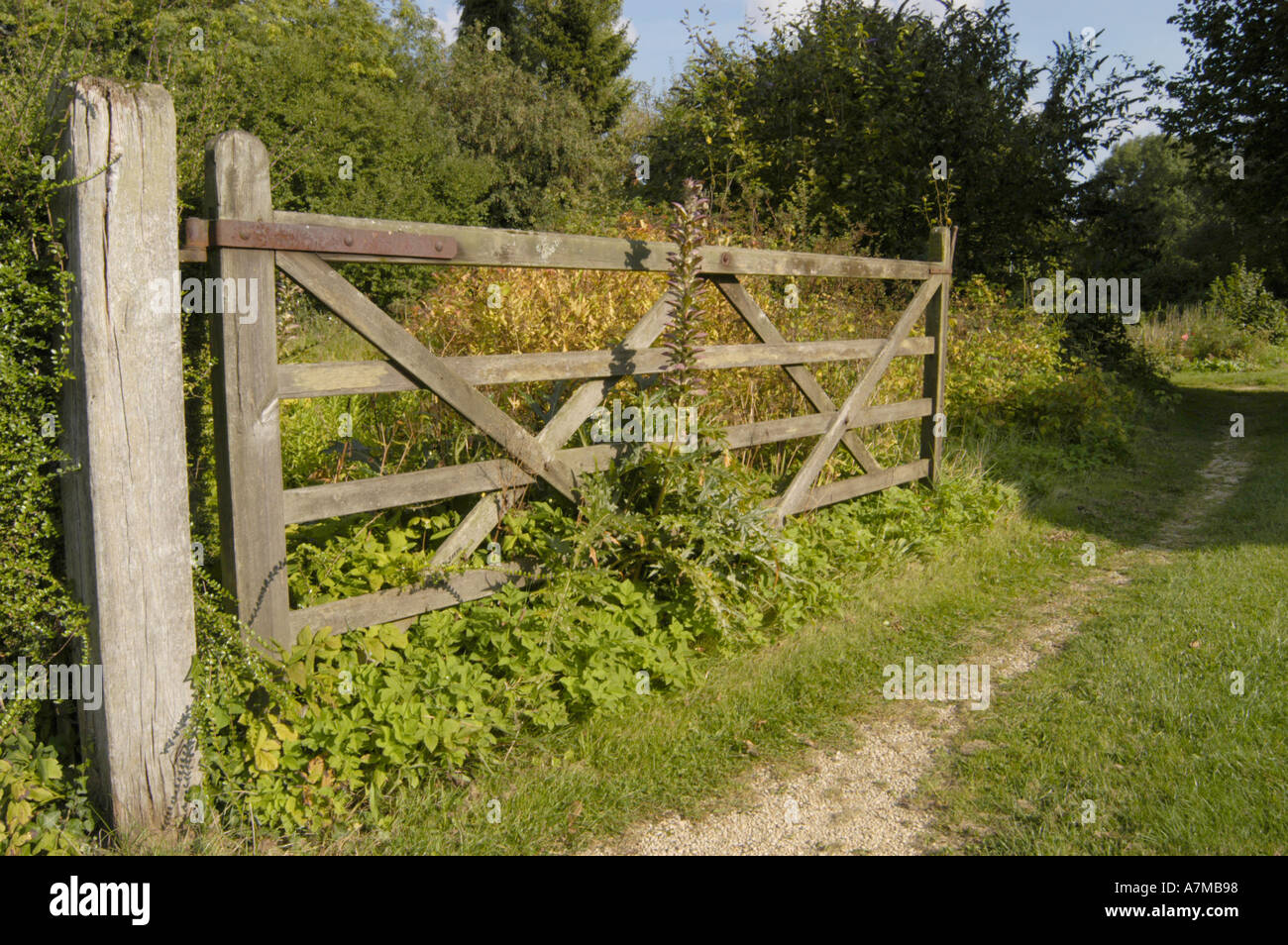five bar gate in the picturesque rural cotswold village of Little Tew ...