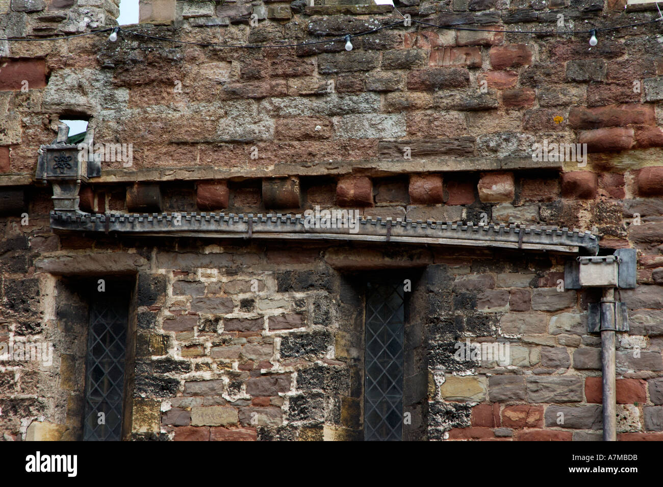 Ornamental lead gutter and historic stonework at Berkeley Castle ...