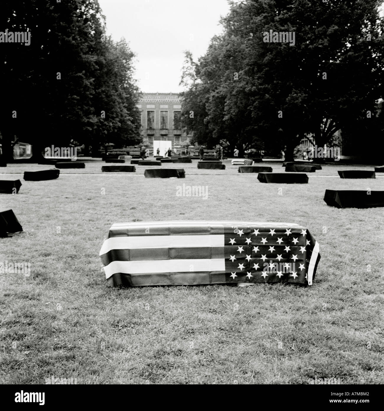 Coffin american flag black and white hi-res stock photography and ...