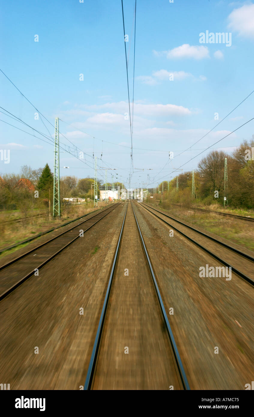 view out of a moving train Stock Photo - Alamy