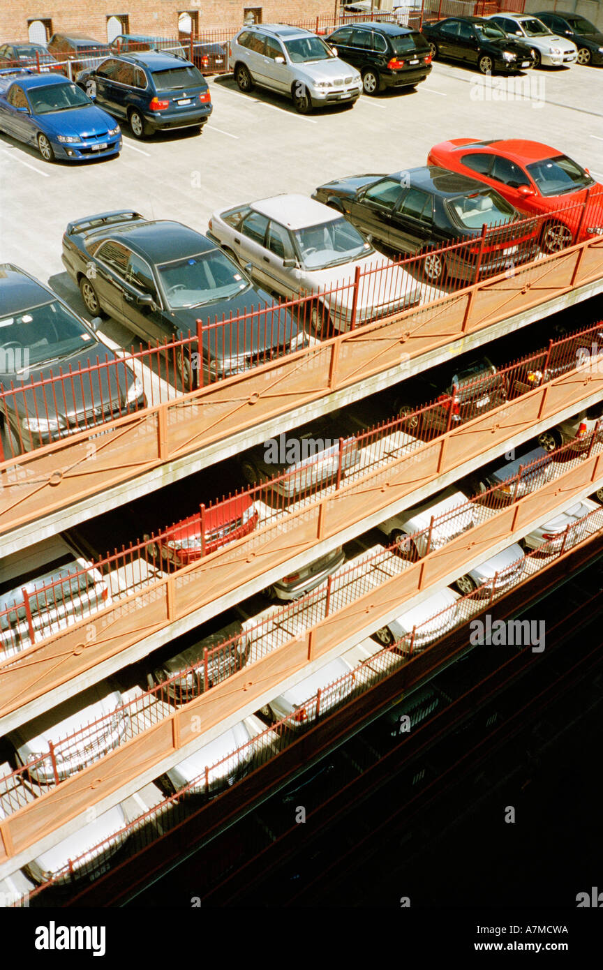 Cars parked in multistorey car park Stock Photo - Alamy