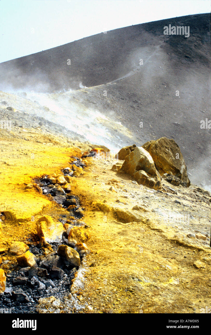 Volcanic cracks Vulcano island Sicily Stock Photo - Alamy