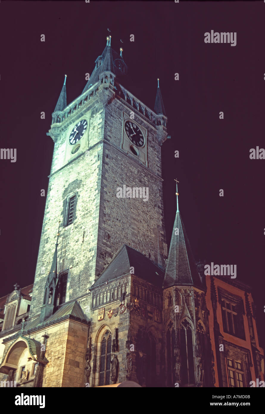 The 14th century Clock Tower of the Old Town Hall at Prague Stock Photo ...