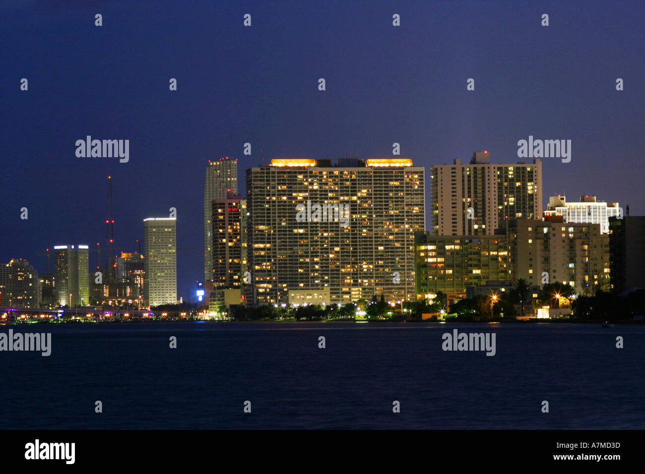 downtown miami waterfront florida usa america night apartments offices ...
