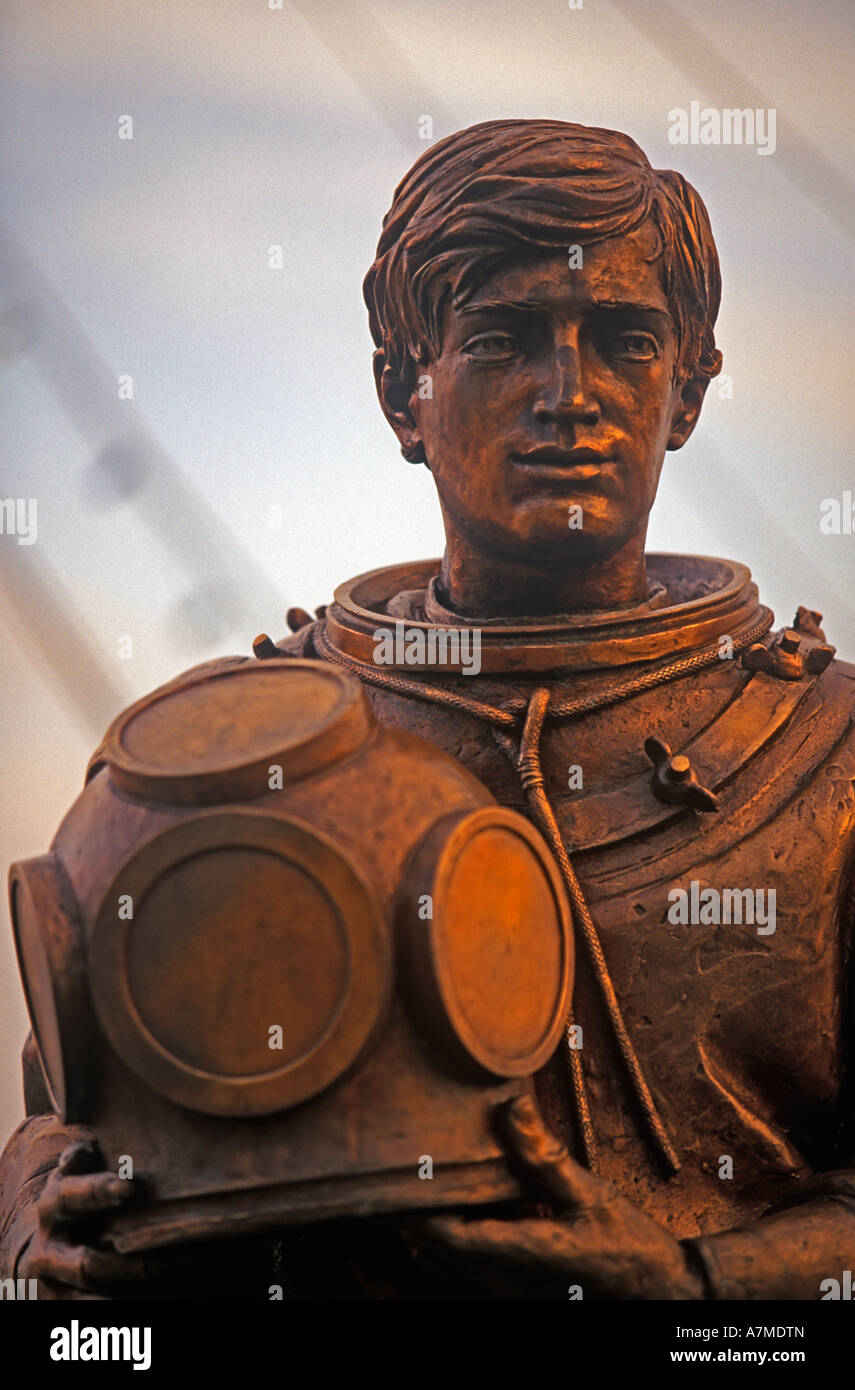 Tarpon Springs Florida USA August 2003 Memorial bronze statue of a ...