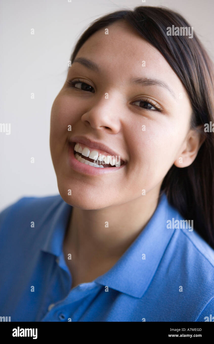 Young Native American woman smiling Stock Photo - Alamy
