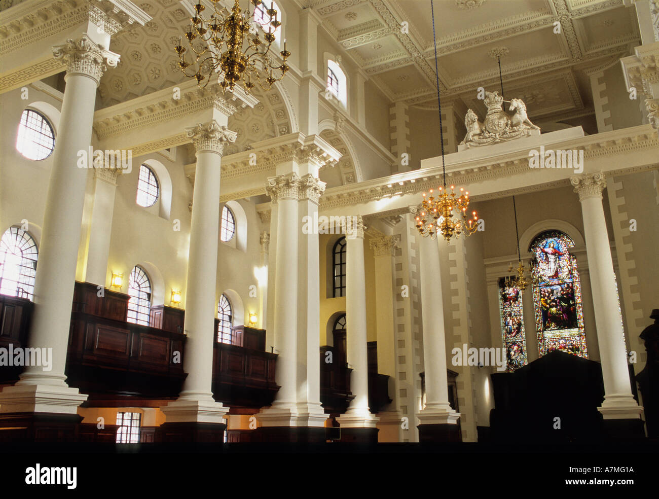UK, London, E1, Christ Church Spitalfields, built 1714-1729, arch ...