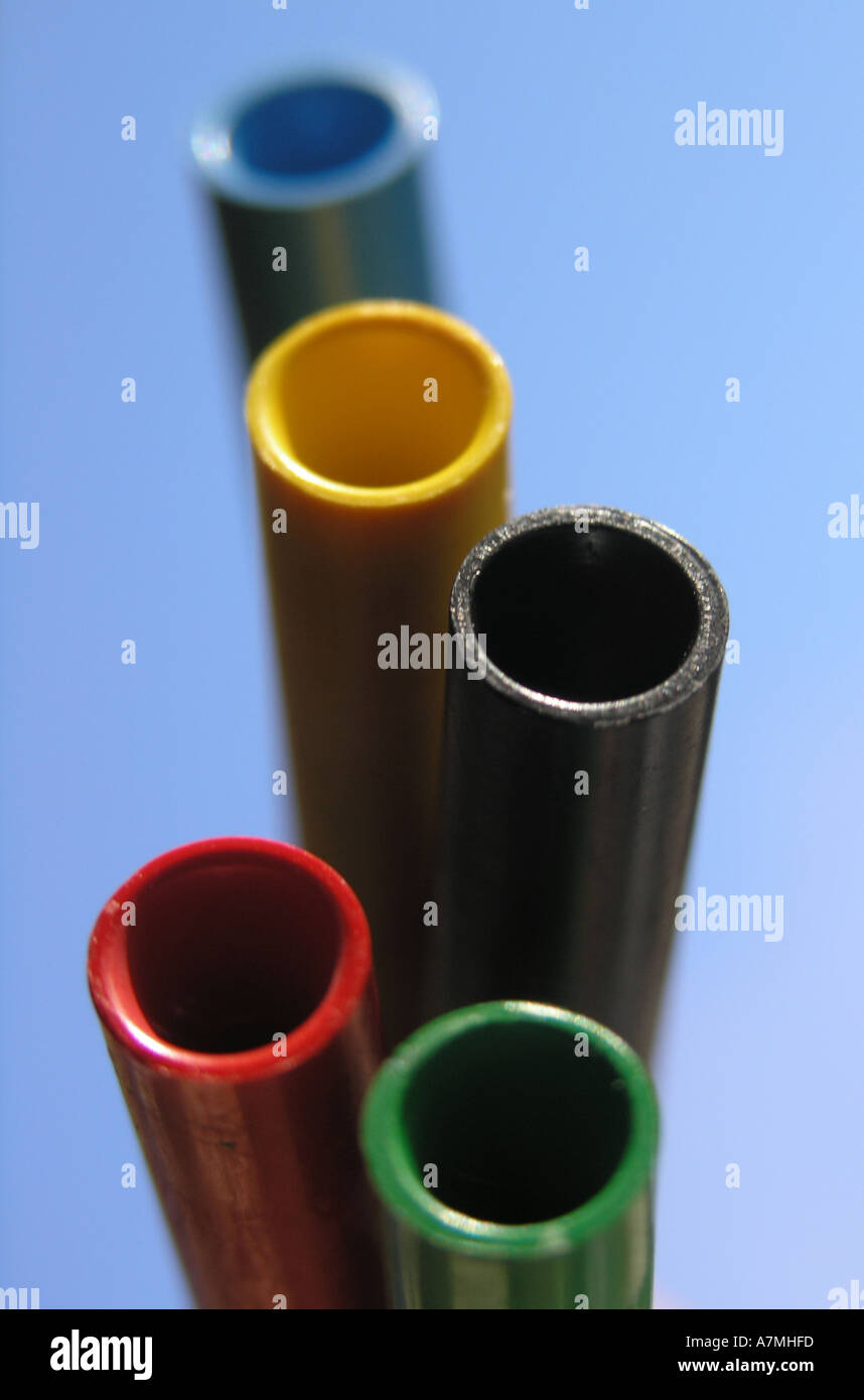 Brightly coloured plastic tubes Stock Photo - Alamy