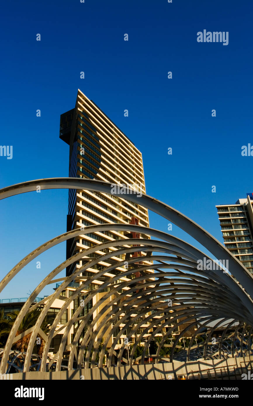 Melbourne Docklands / The modern steel Webb Bridge in Melbourne ...
