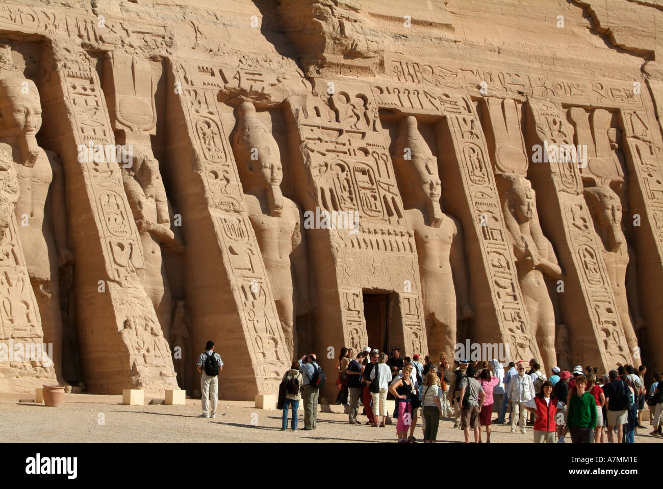 Temple of Hathor, dedicated to Queen Nefertari, Abu Simbel, Egypt Stock ...