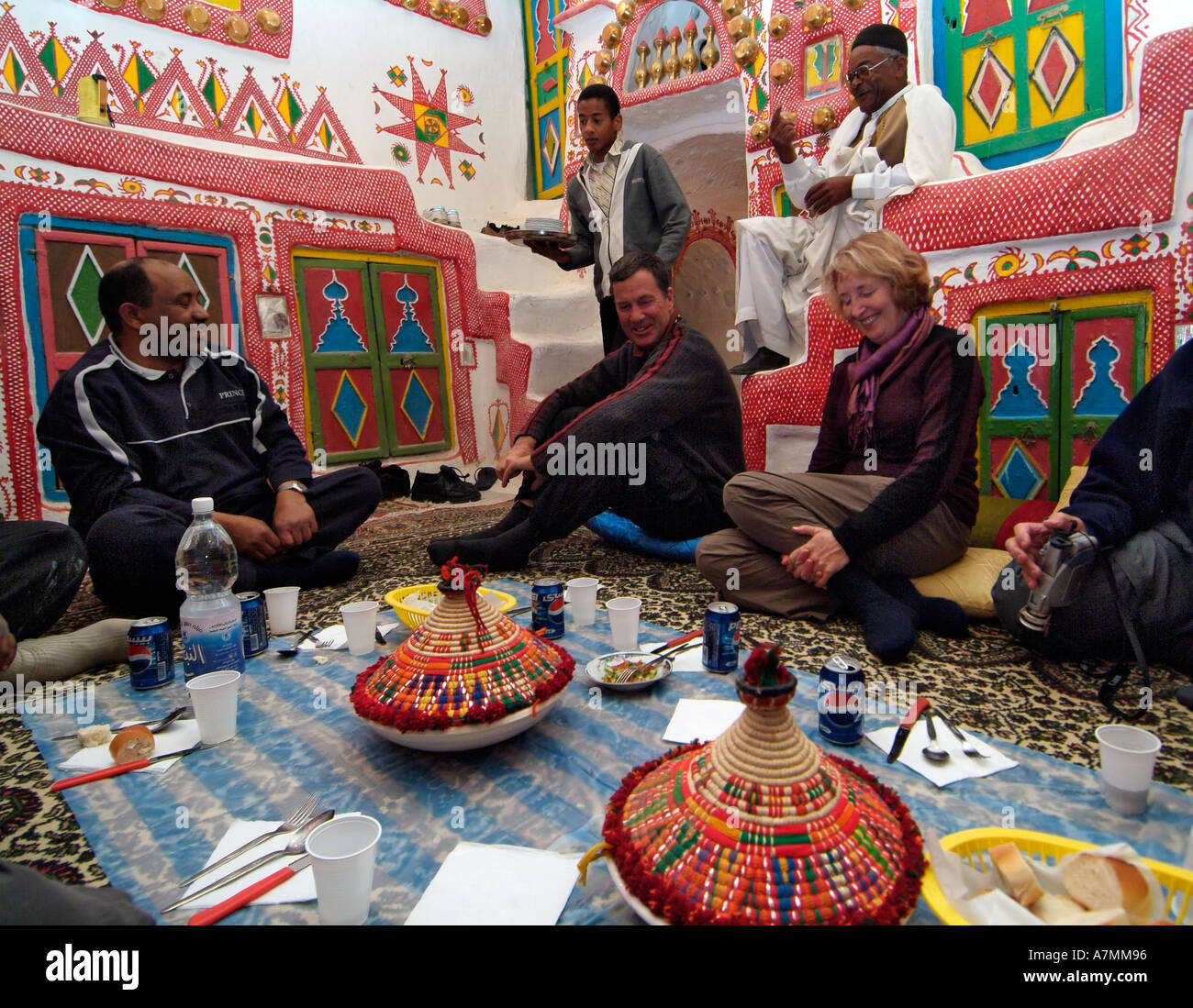 Group meal in traditional house in Ghadames, Libya Stock Photo - Alamy