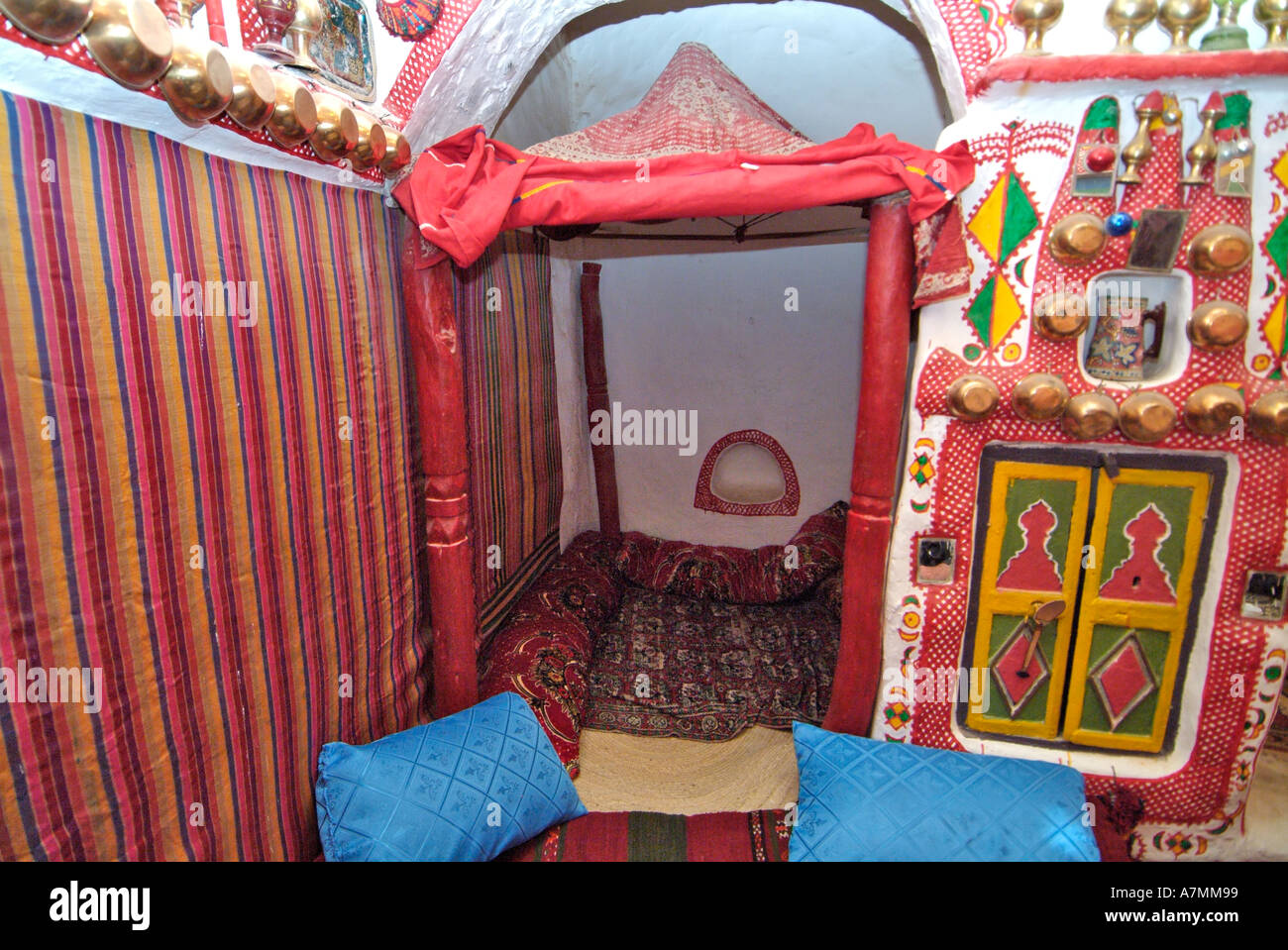 Matrimonial bedroom with Al-Qubba canopy, Traditional house in Ghadames ...