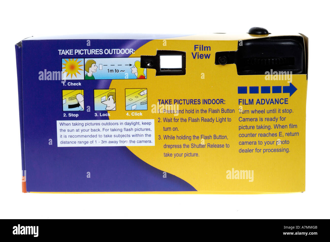 Back view of a cheap disposable camera on a white background Stock ...