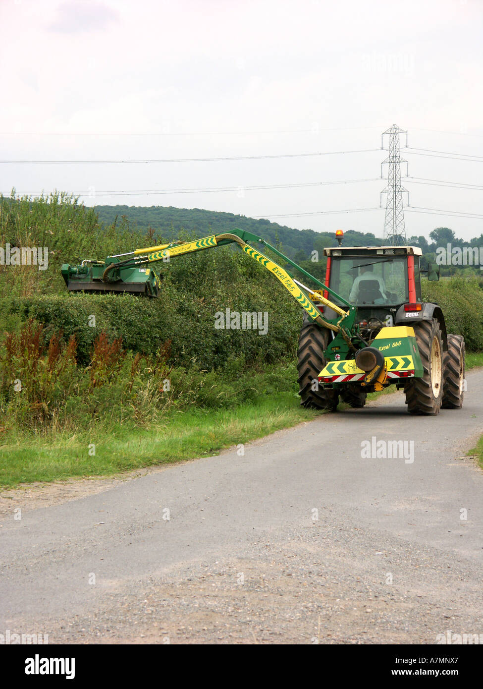 Hedge cutting country lane hi-res stock photography and images - Alamy
