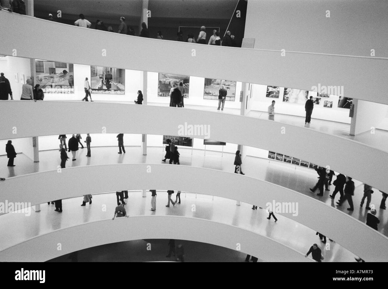 USA, New York, New York City: The Guggenheim Museum Crowded Gallery ...