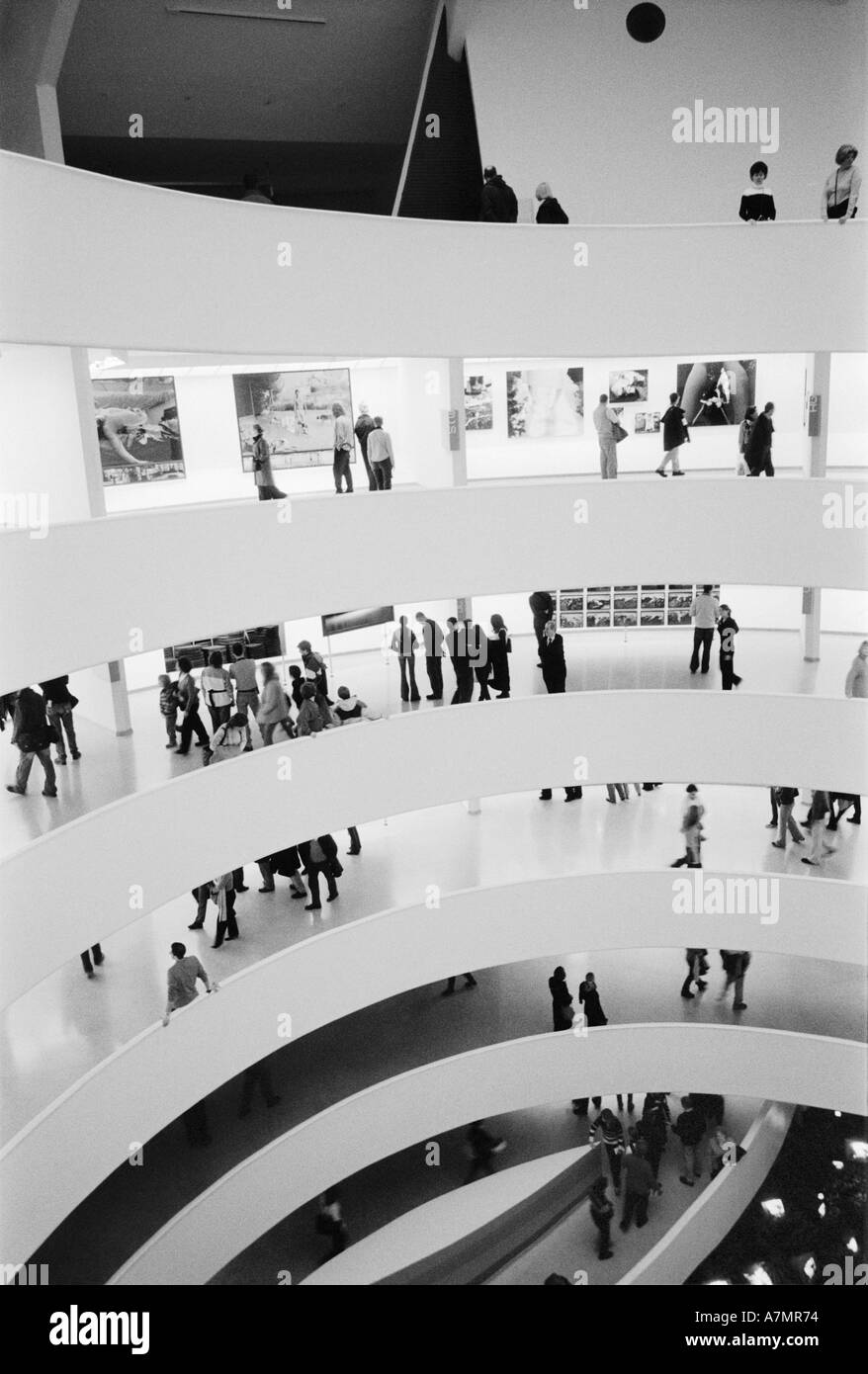 USA, New York, New York City: The Guggenheim Museum Crowded Gallery ...