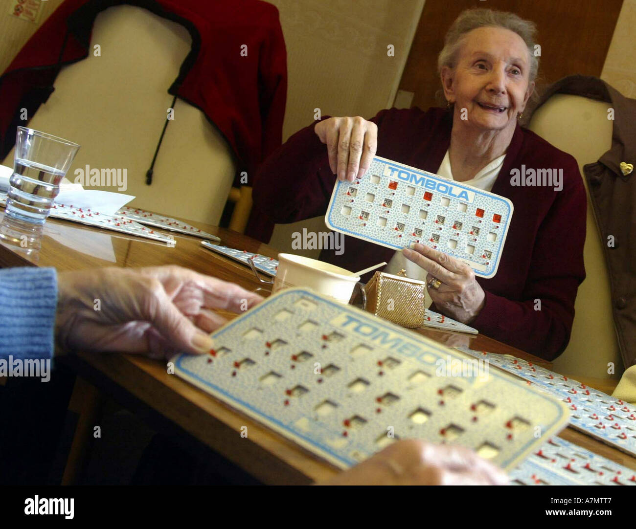 Elderly people play bingo in a nursing home Stock Photo - Alamy