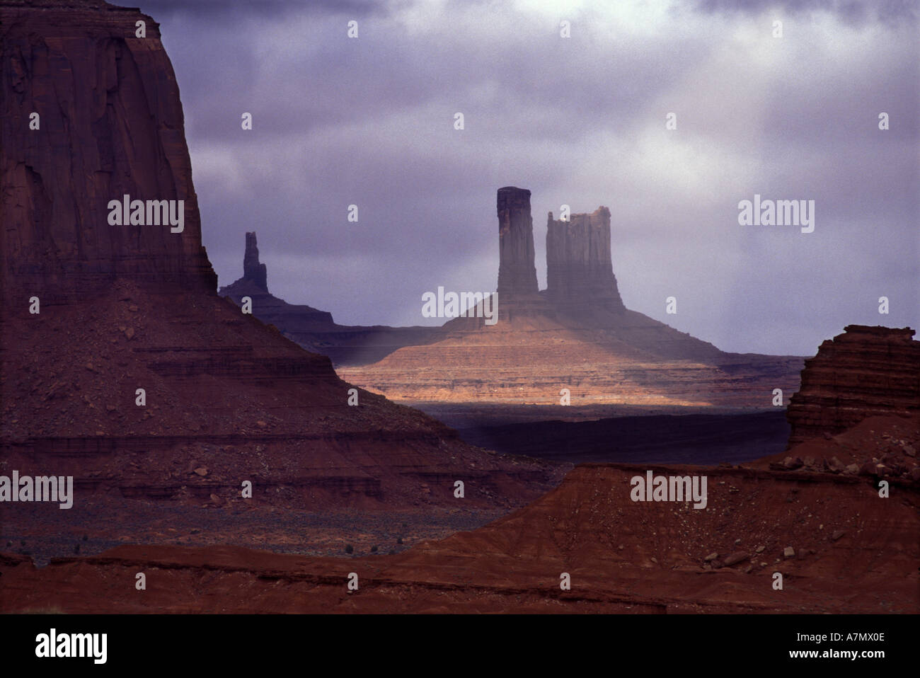 Utah Monument Valley with ray of light Stock Photo - Alamy