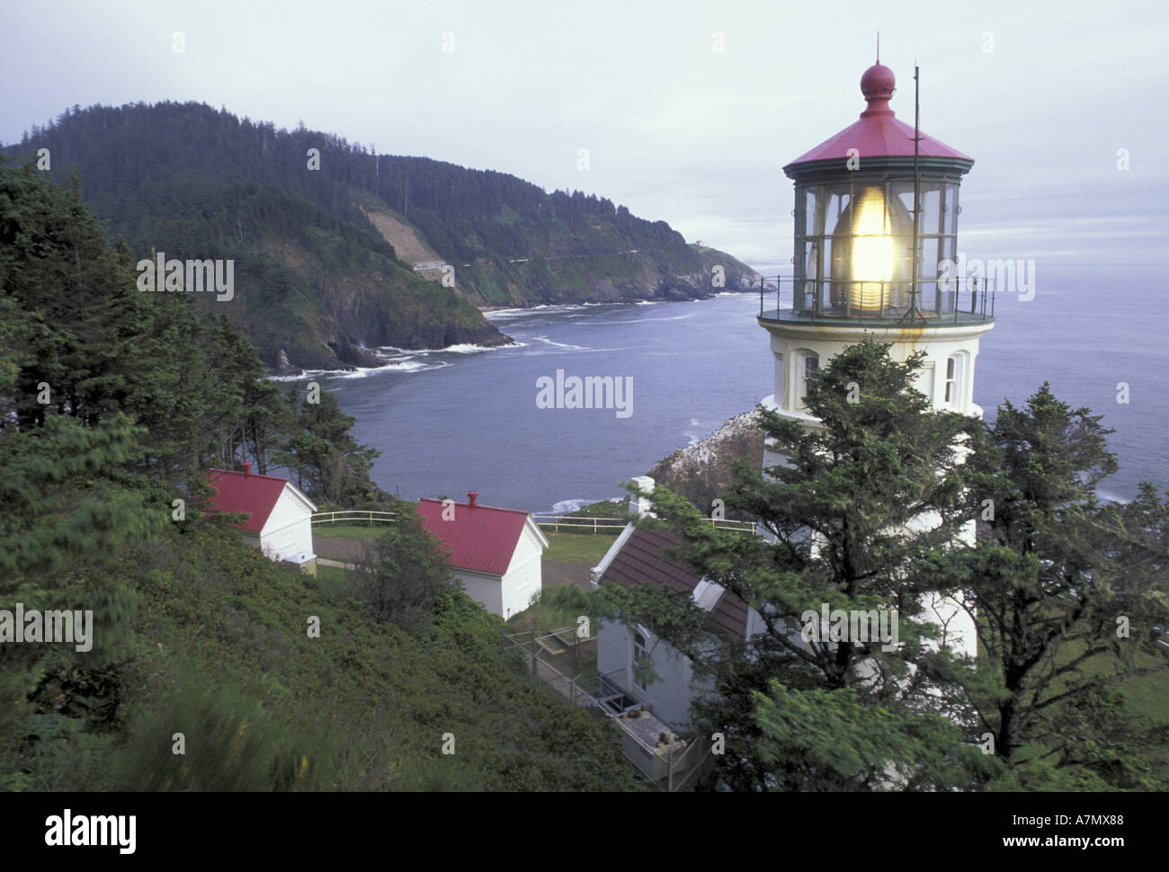NA, USA, Oregon, near Florence, Heceta Head Lighthouse, on Heceta Head ...