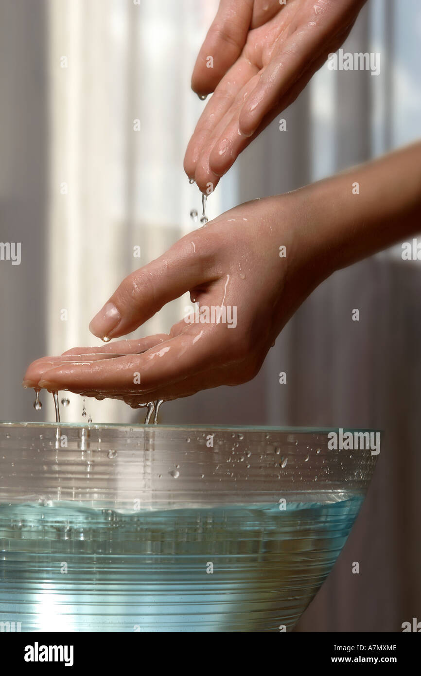 Woman soaping hands soap hi-res stock photography and images - Alamy