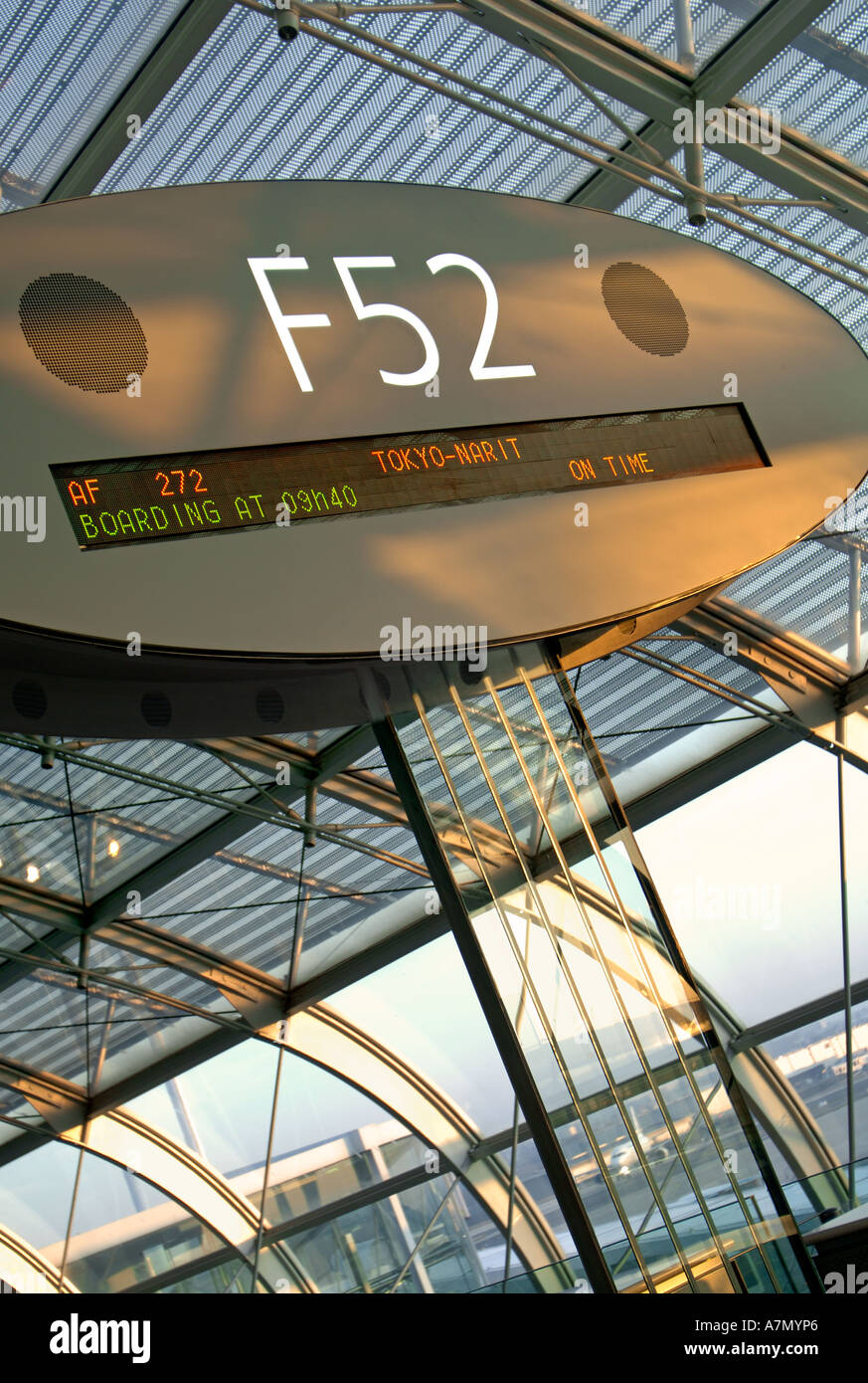Flight monitor, Charles de Gaulle Airport, Paris Stock Photo - Alamy