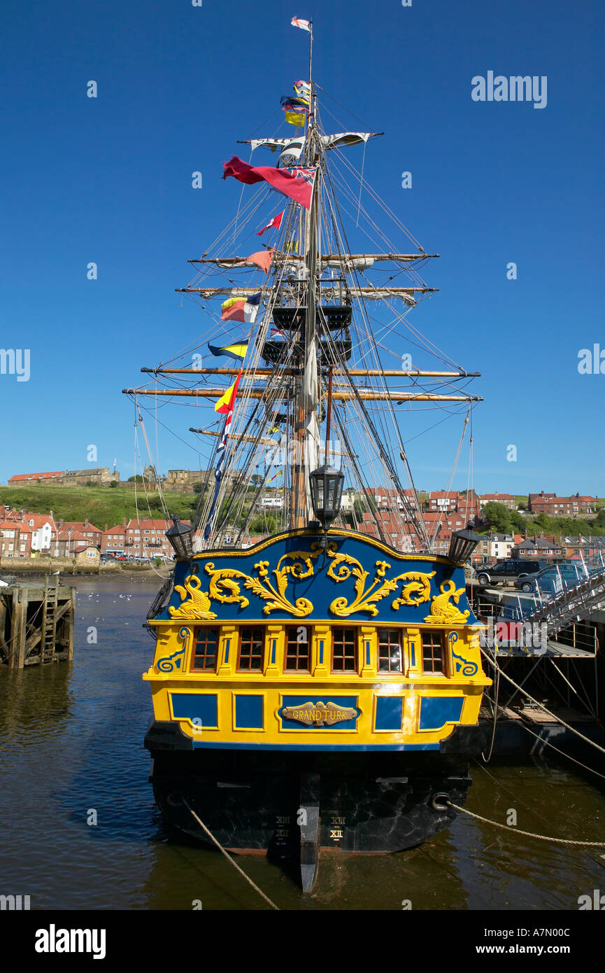 REPLICA SAILING SHIP GRAND TURK IN WHITBY HARBOUR YORKSHIRE ENGLAND ...