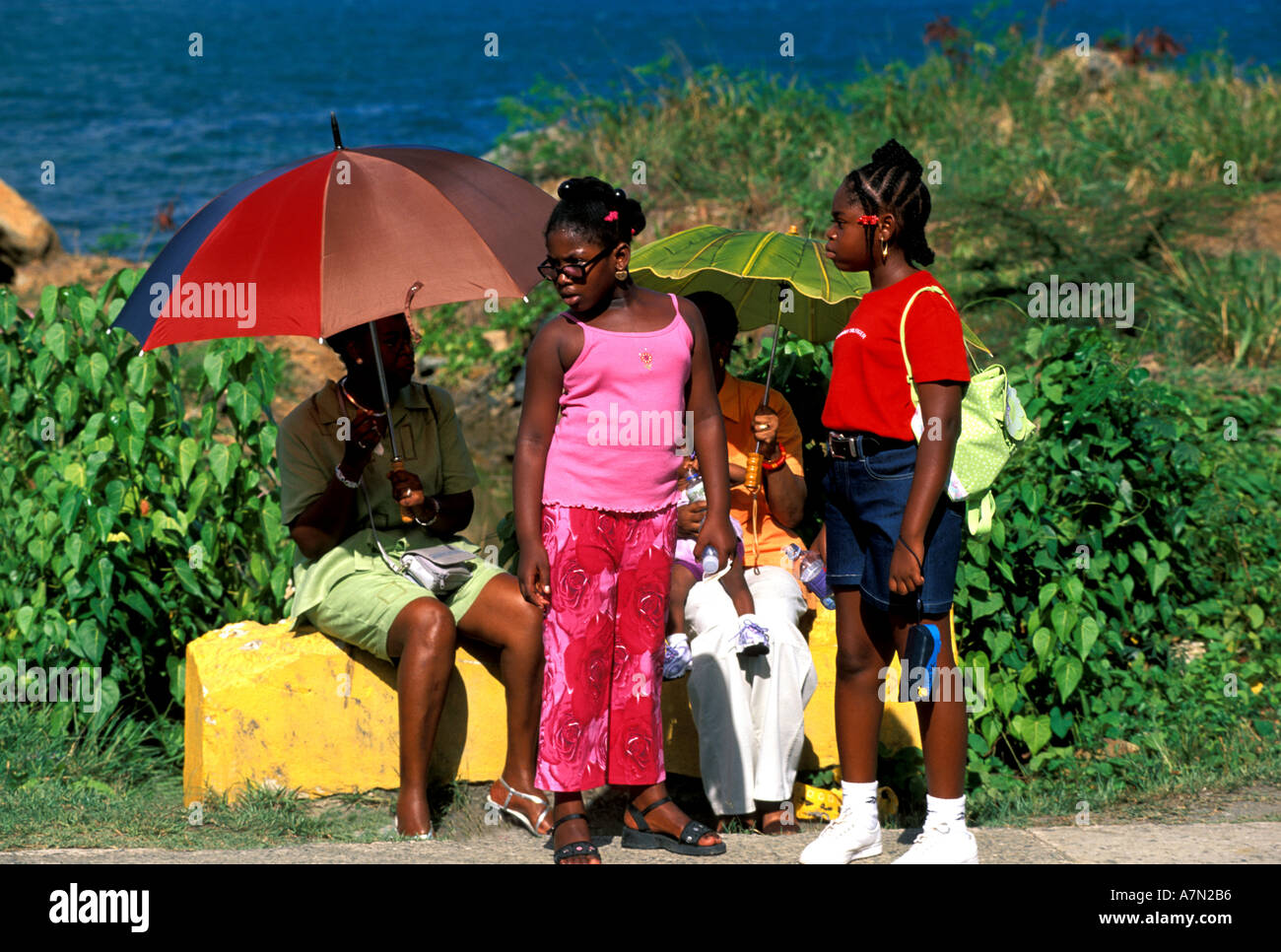 British Virgin Islands Tortola people dressed in bright colorful ...