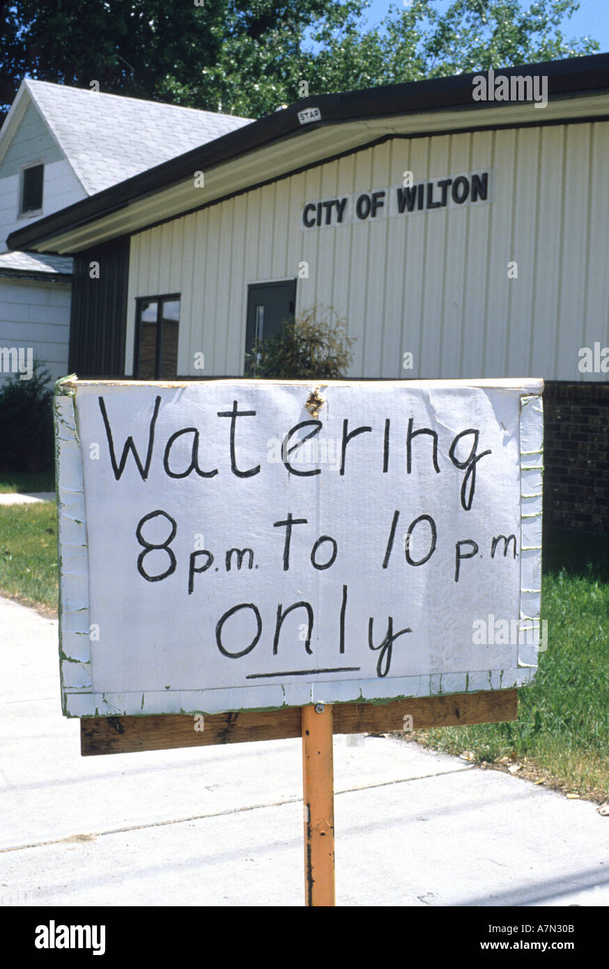 Water rationing sign in Wilton North Dakota Stock Photo - Alamy