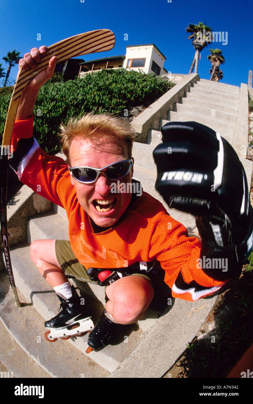 street hockey inline skating Stock Photo - Alamy