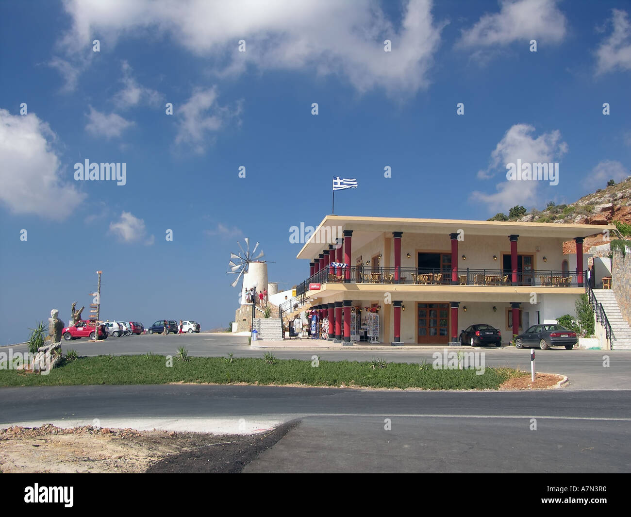 Windmills and Museum of Homo sapiens on Lasithi Plateau Crete Greek ...