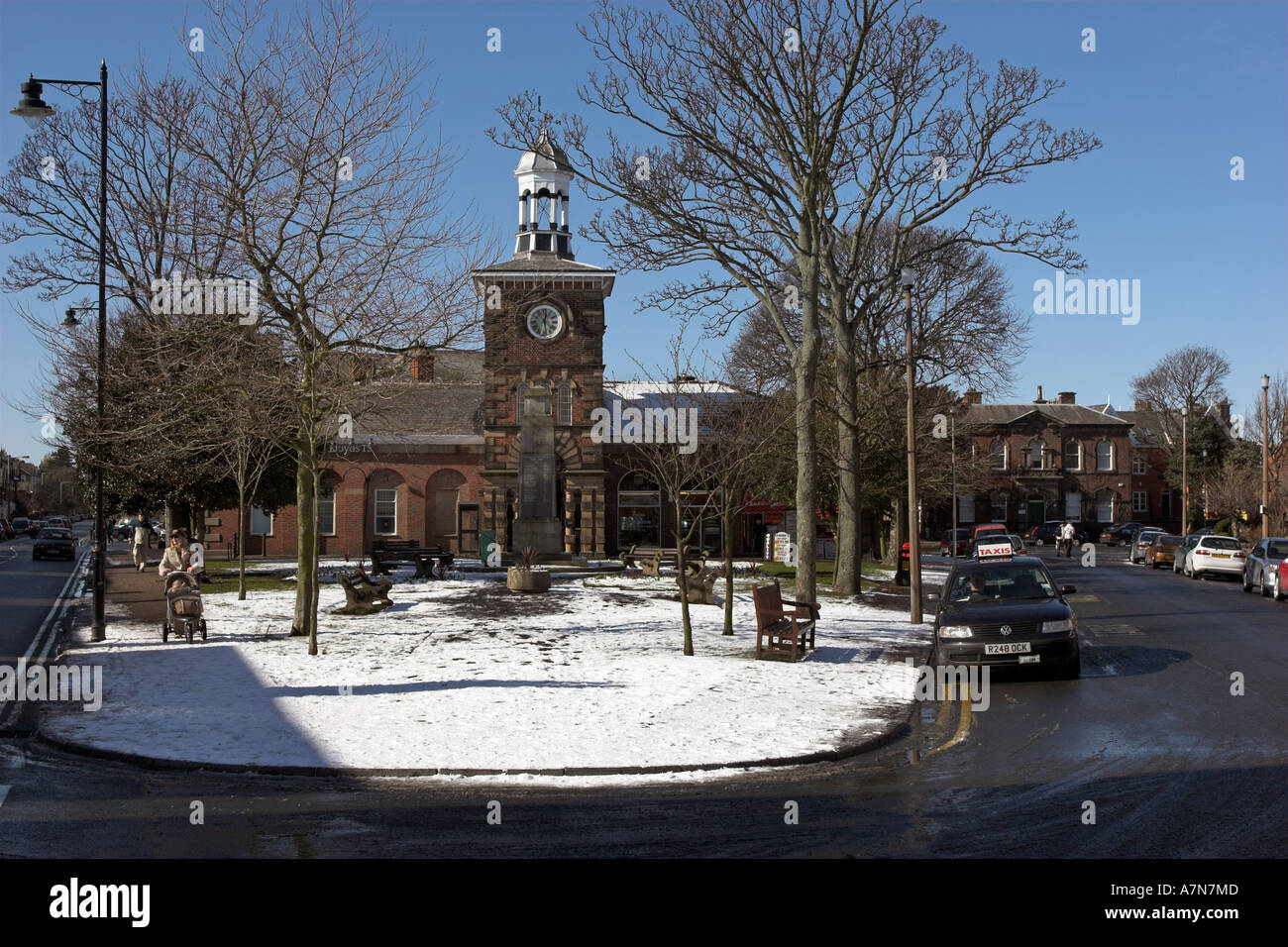 Market Square with clock tower and war memorial in Lytham Stock Photo ...