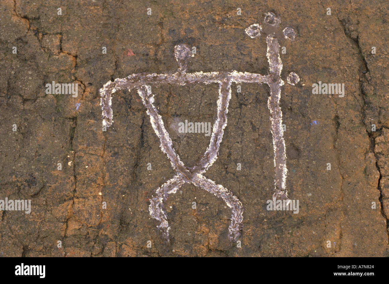 Petroglyph an ancient drawing on the big island of Hawaii Stock Photo ...