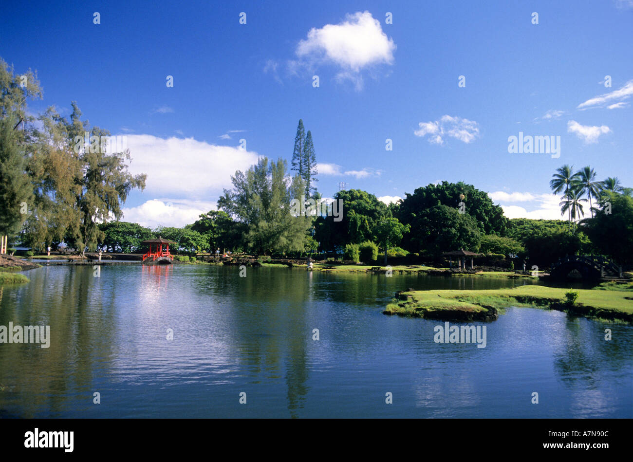 Liliuokalani gardens and lagoon in Hilo Hawaii Stock Photo - Alamy
