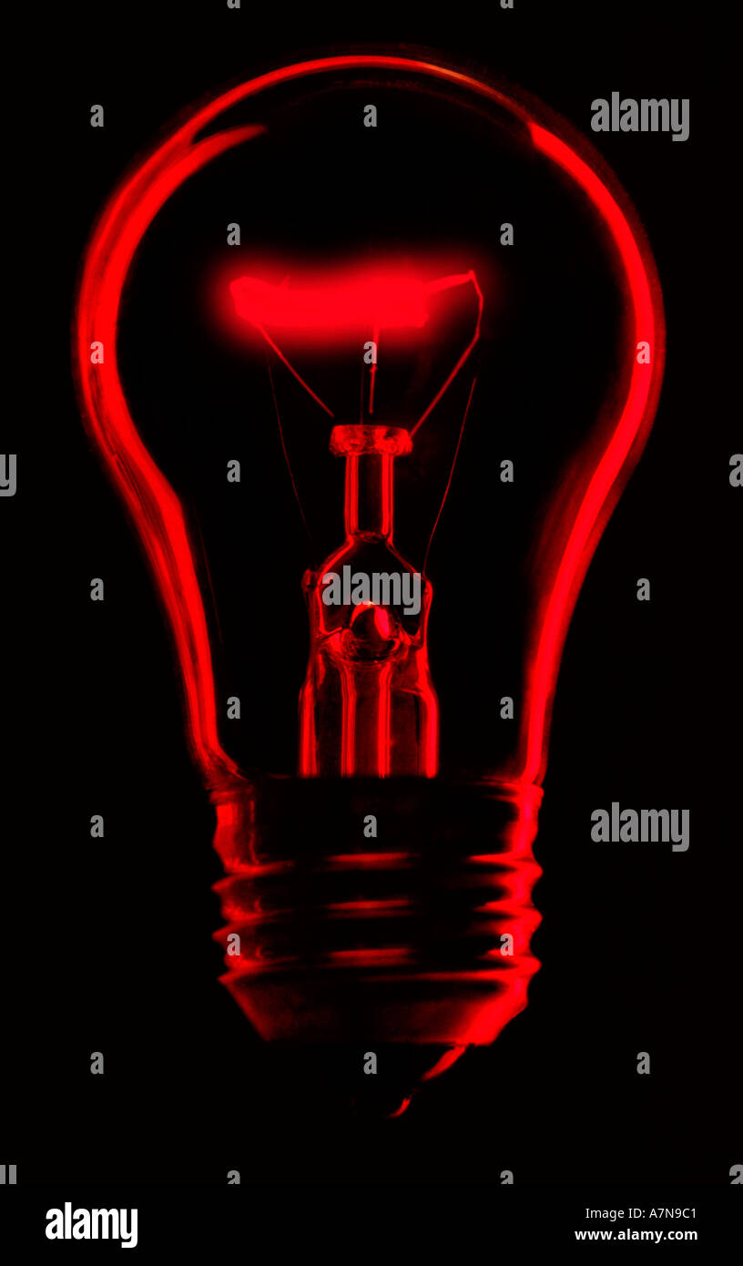 Glowing Red Light Bulb