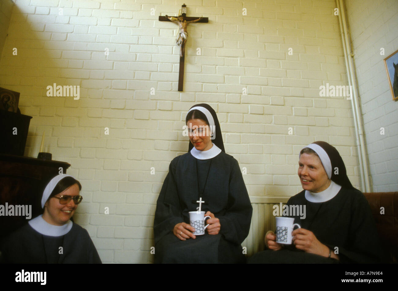 Nuns two sisters and Mother Superior in their Priory, Church of England ...