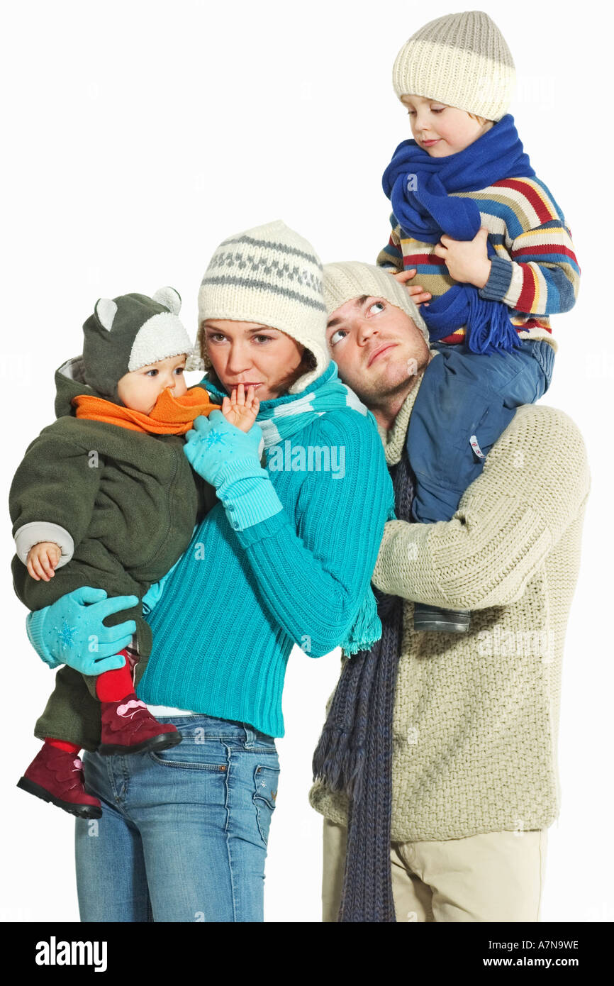 studio winter family woman young mother man father 25 30 child children ...