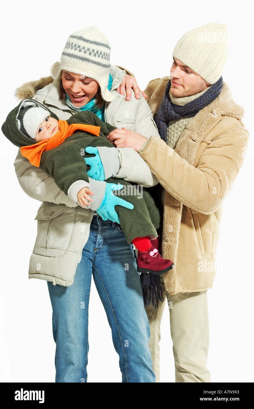 studio winter family woman young mother man father 25 30 child boy son ...