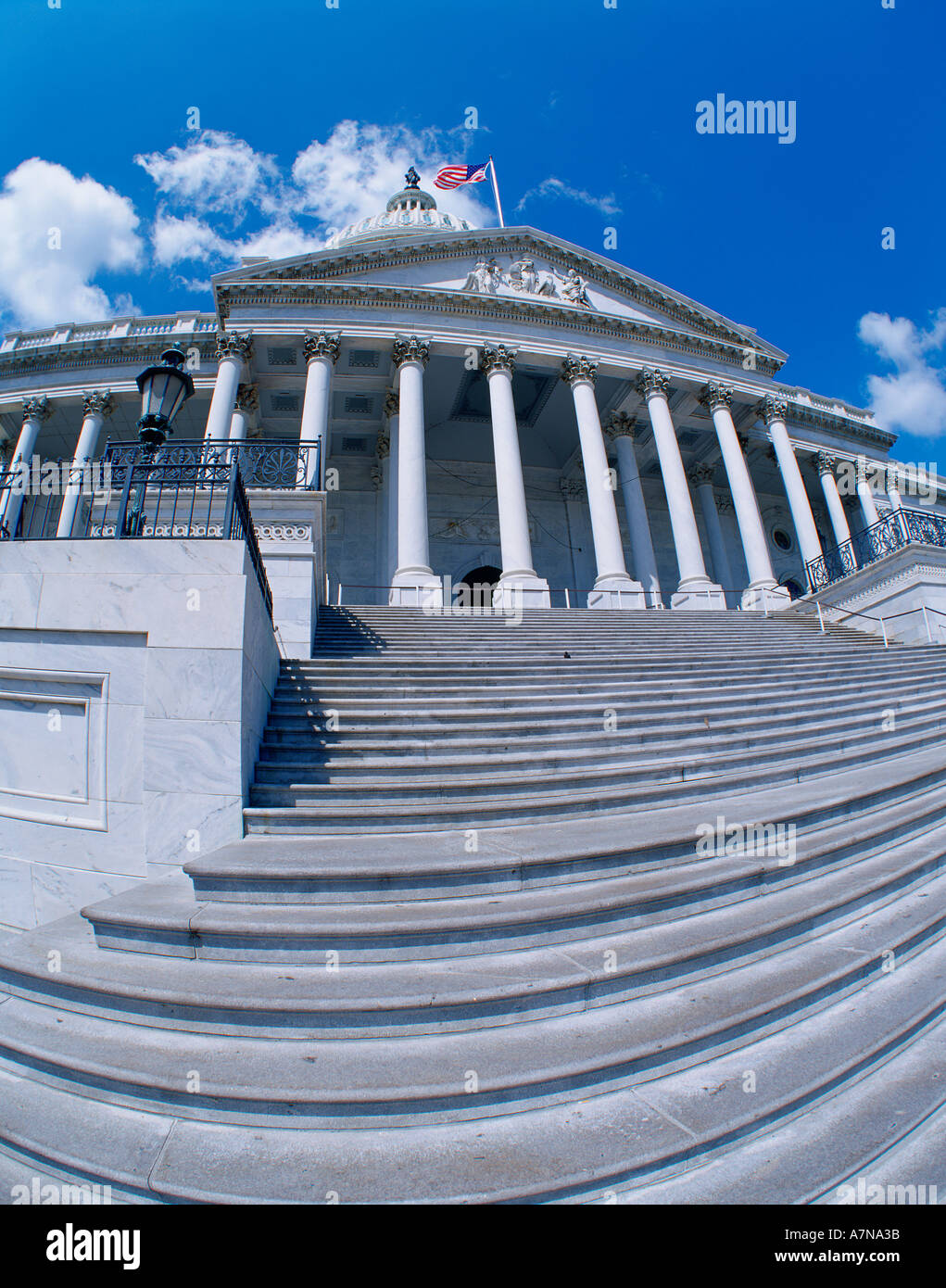 Exterior steps of the East Front of the U Capitol in Washington D C as ...